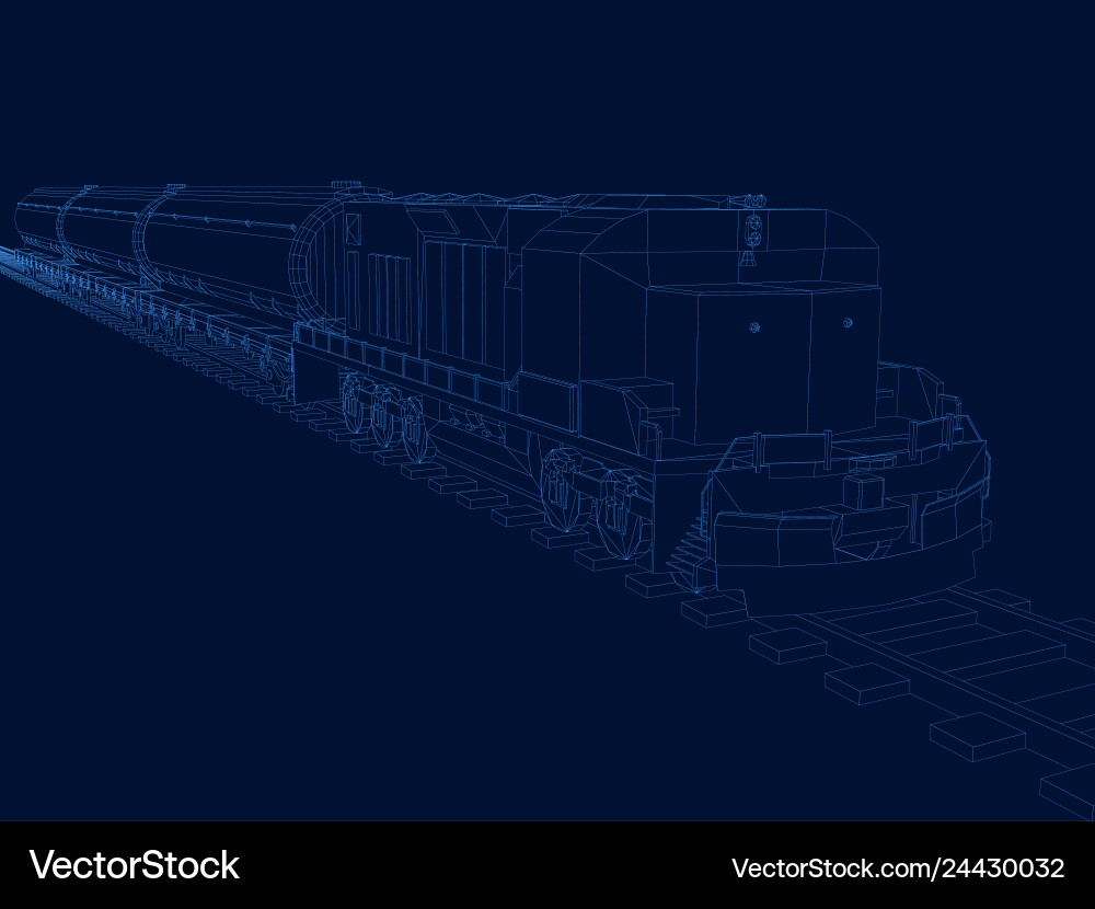Outline of the train with wagons Royalty Free Vector Image