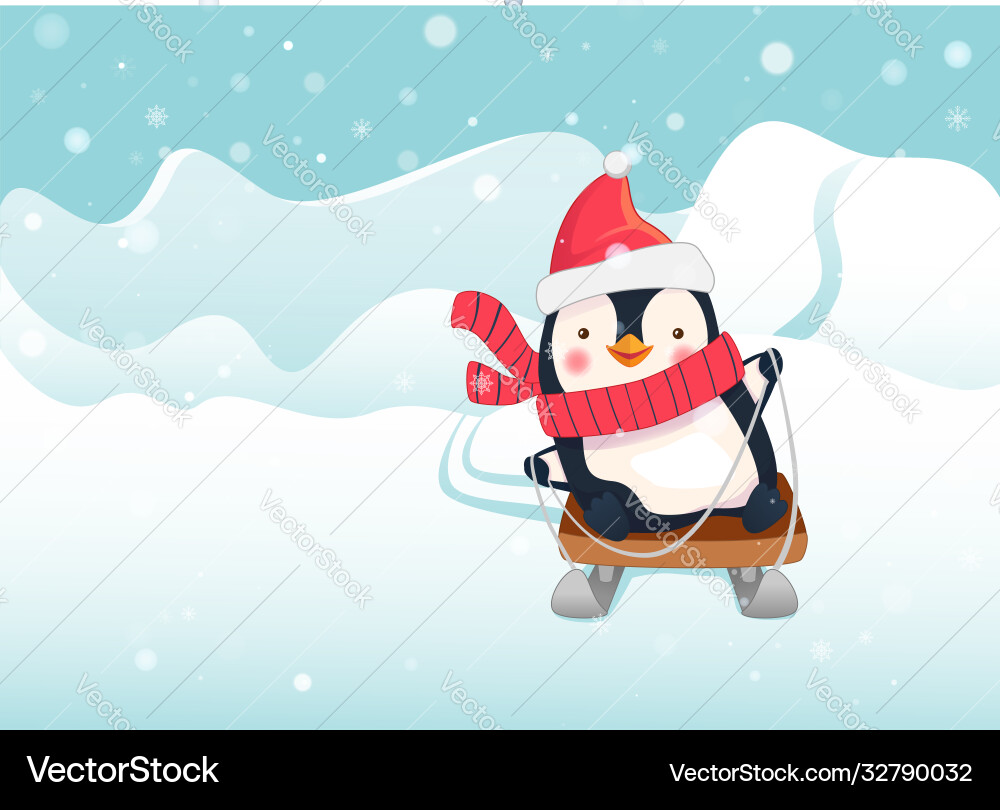 Penguin on sled Royalty Free Vector Image - VectorStock