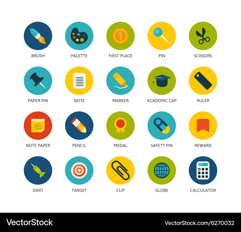 Round icons thin flat design modern line stroke Vector Image