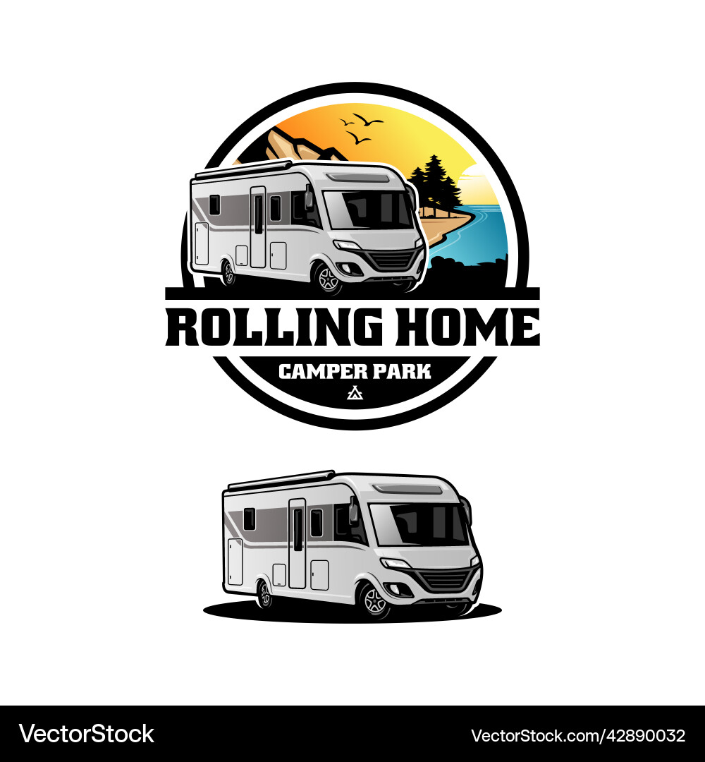 Rv motorhome camper car logo Royalty Free Vector Image