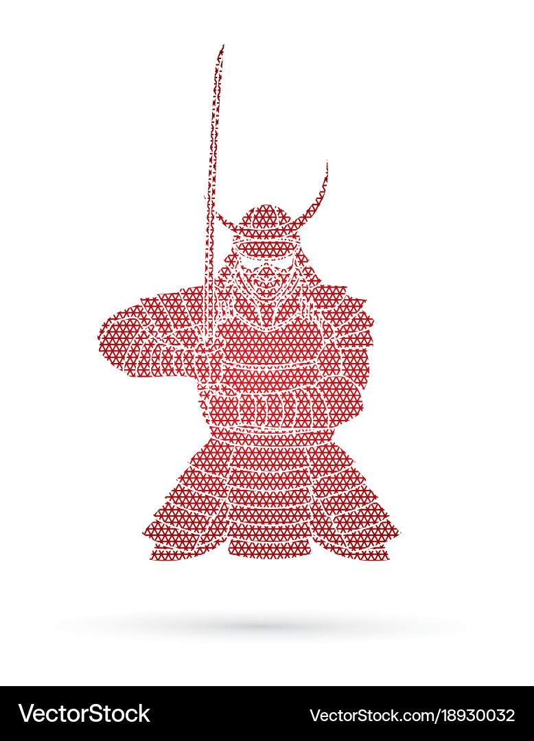 Samurai standing front view ready to fight Vector Image