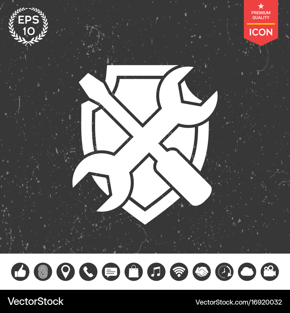 Service symbol icon - shield with screwdriver Vector Image