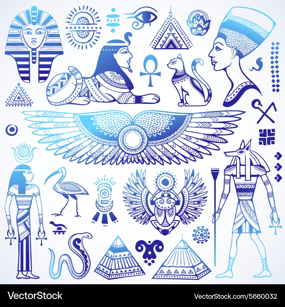 Set of isolated egypt symbols Royalty Free Vector Image