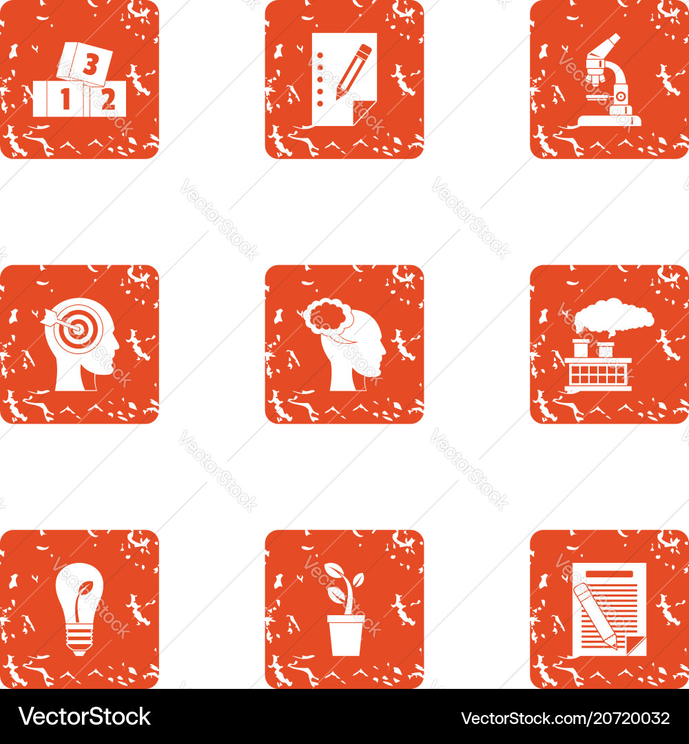 Smart resourceful icons set grunge style Vector Image