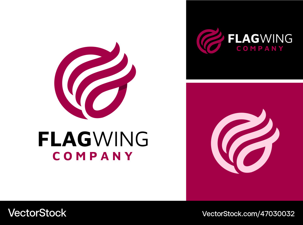 Waving fluttering ribbon flag wing logo Royalty Free Vector