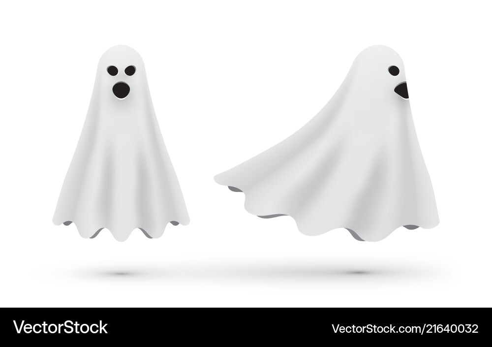 White cartoon ghost front and side view Royalty Free Vector