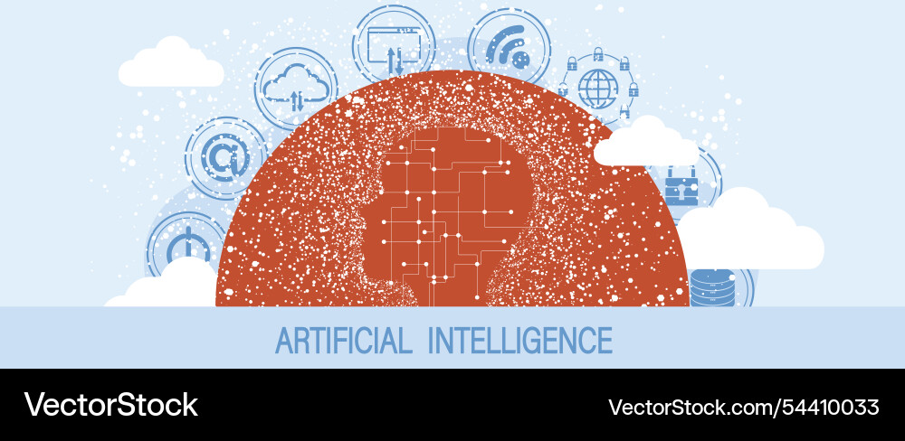 Artificial intelligence and computer technology Vector Image