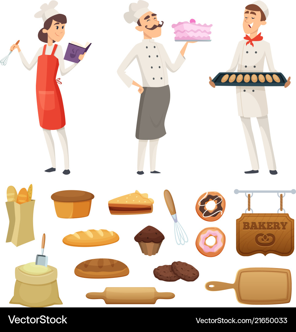 Bakers at Work - Male & Female Royalty Free Vector Image