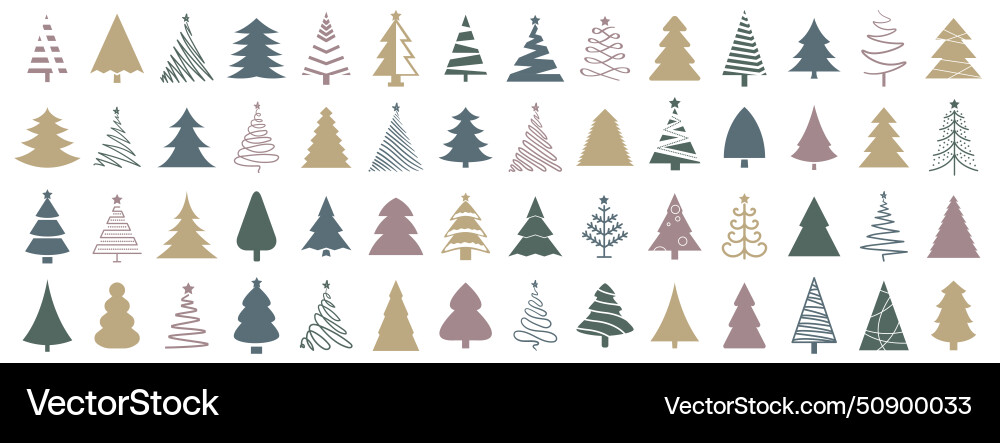 Christmas tree silhouette collection fir Vector Image