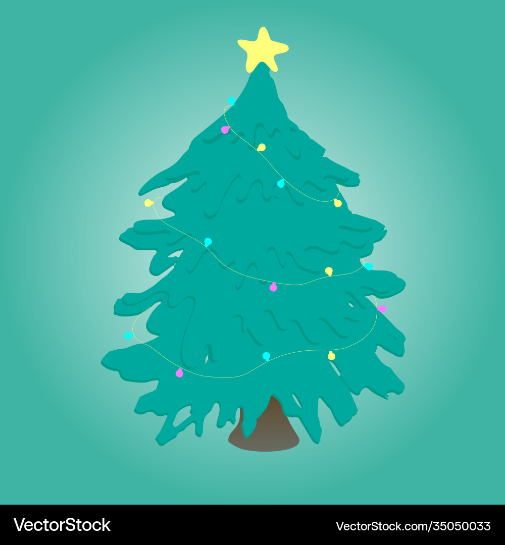 Christmas tree with lights Royalty Free Vector Image