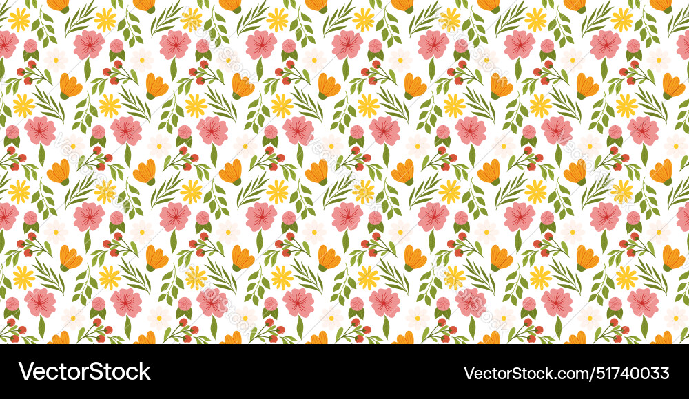 Continuous pattern featuring floral elements Vector Image