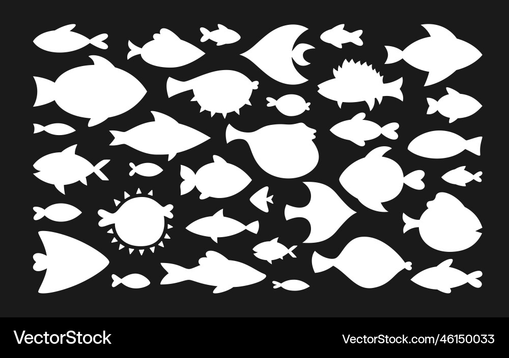 Fish abstract tropical silhouette set exotic Vector Image
