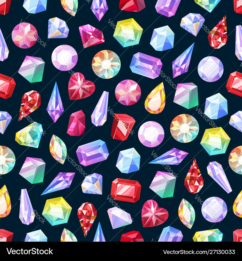 Gemstones and jewelry seamless pattern Royalty Free Vector