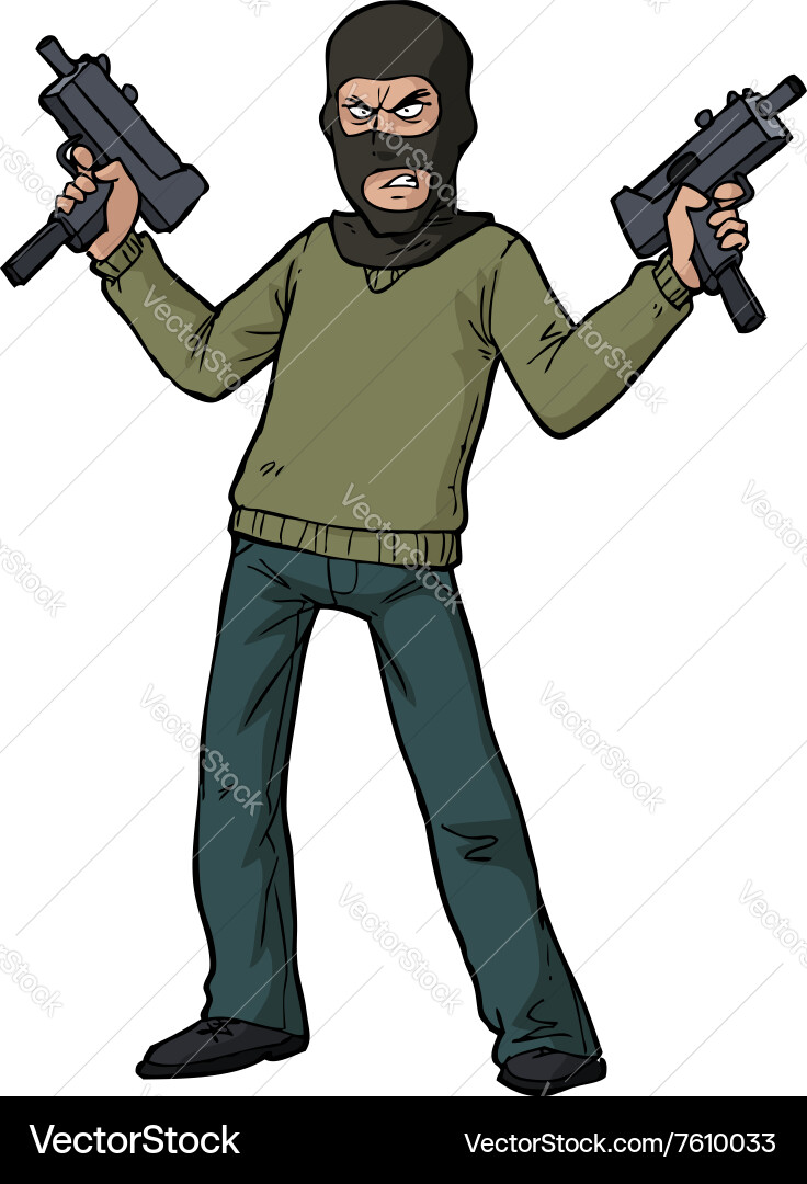 Gunman with an automatic weapon Royalty Free Vector Image