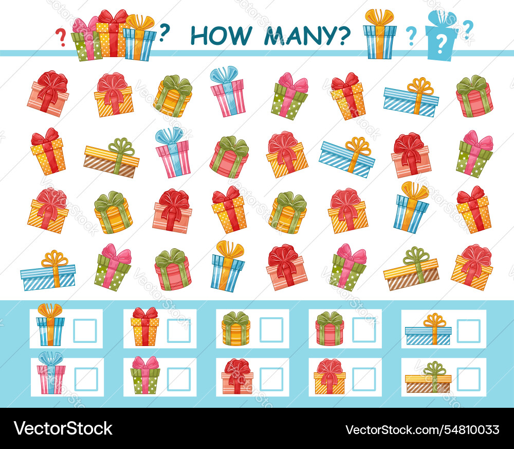 How many present gift boxes child math puzzle game