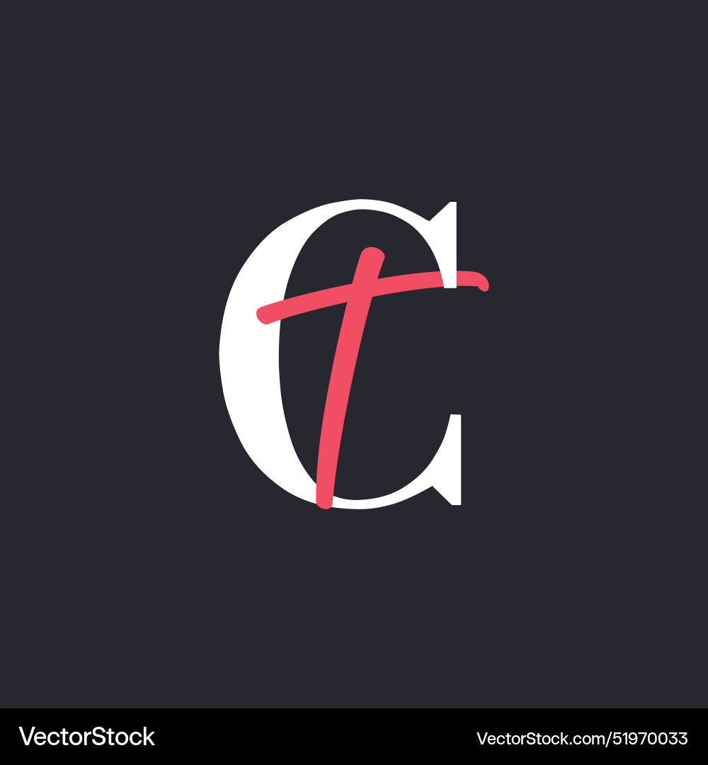 Letter ct logo perfectly blended initials Vector Image