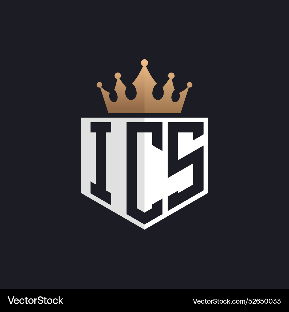 Luxury ics logo with crown elegant initials Vector Image