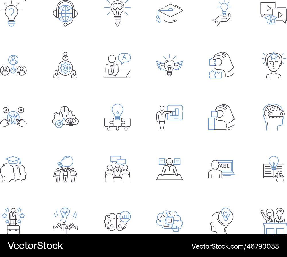 Outlook line icons collection email calendar Vector Image