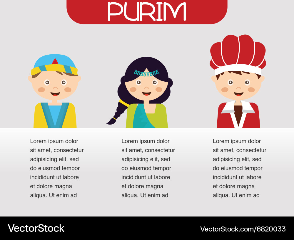 Purim story symbols of jewish holiday Royalty Free Vector