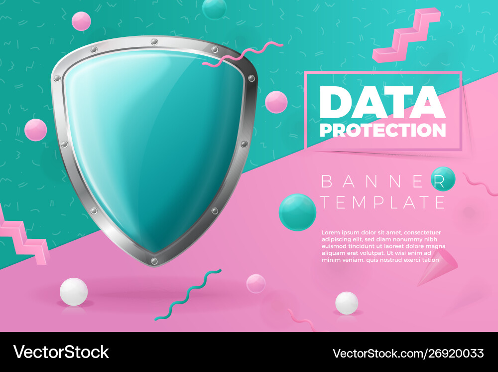 Realistic bright shield protection banner Vector Image