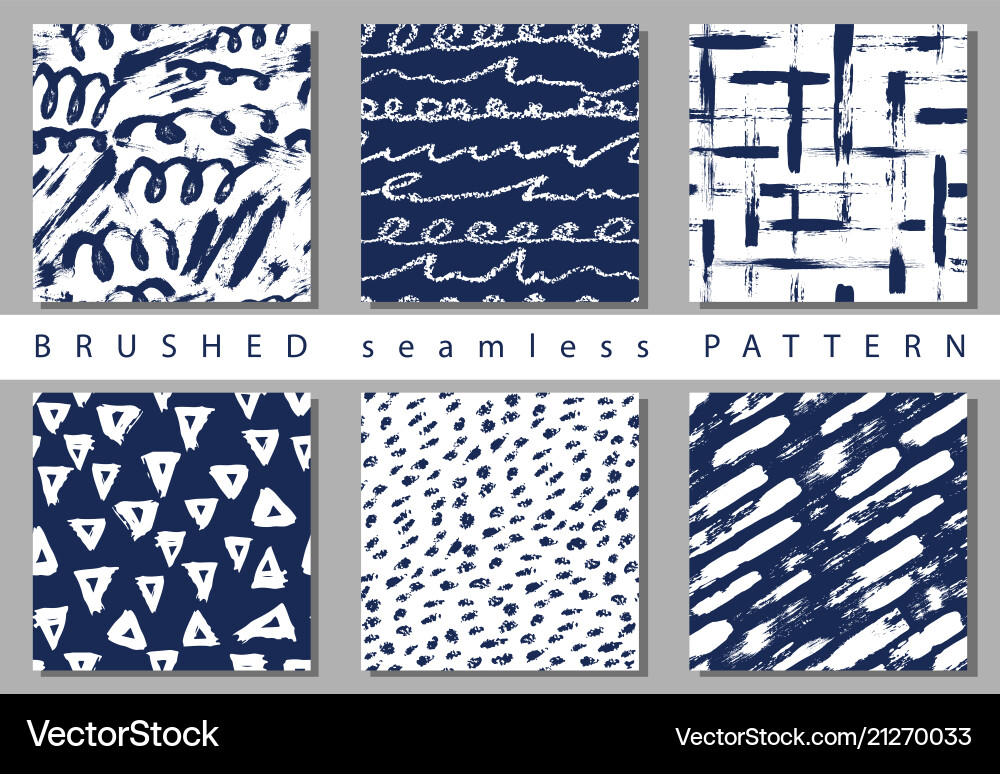 Set seamless pattern with brush stripes Royalty Free Vector