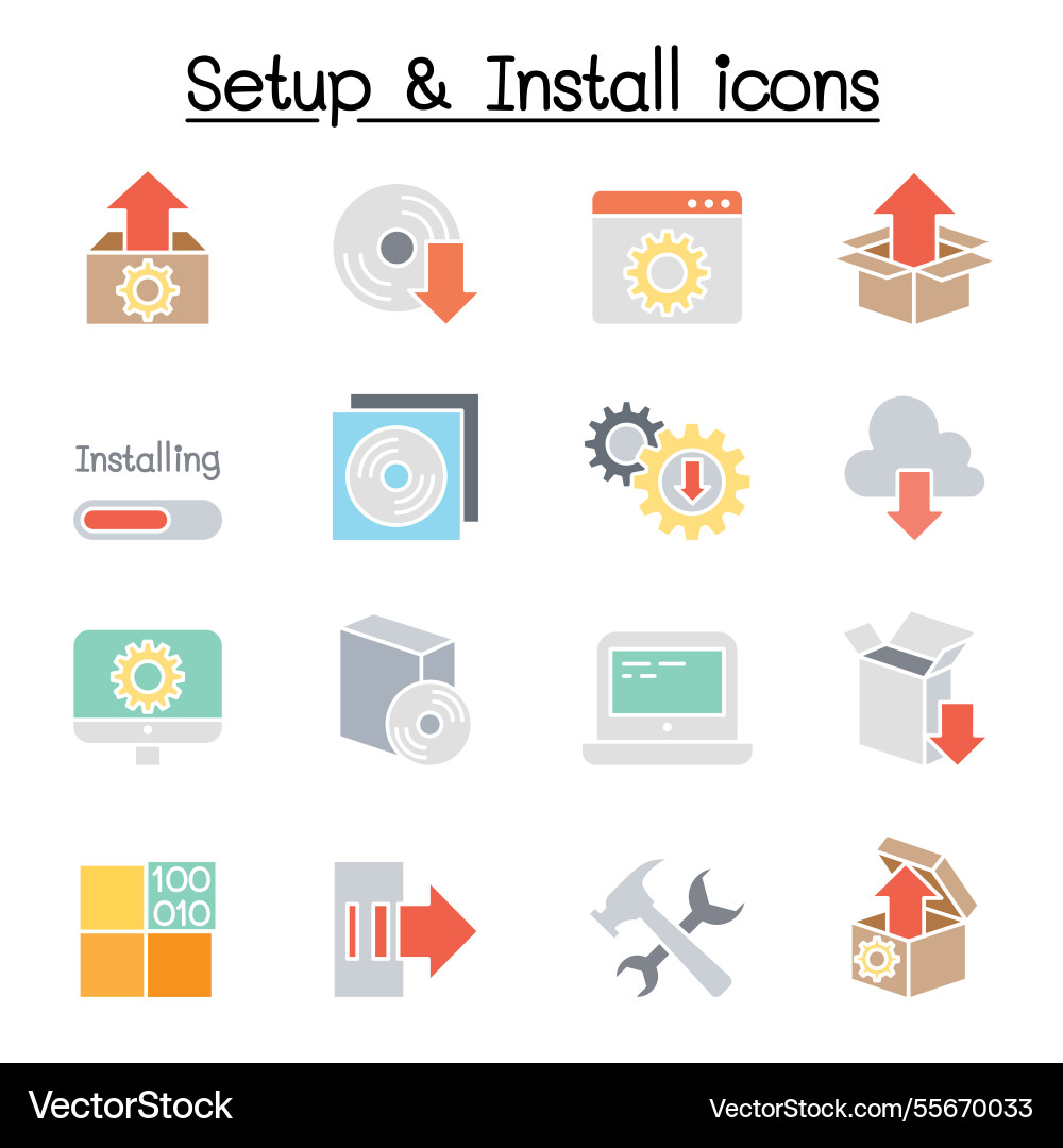 Setup configuration maintenance and installation Vector Image