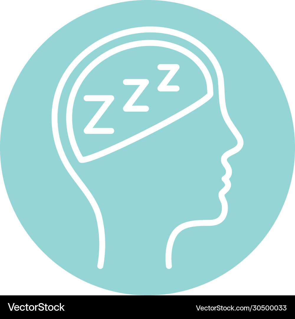 Sleep symbol inside human head block style icon Vector Image
