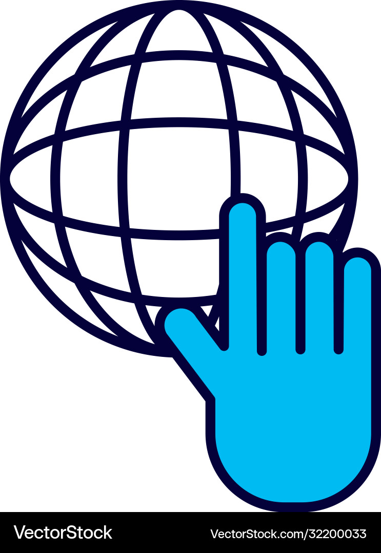 Sphere browser with hand line and fill Royalty Free Vector