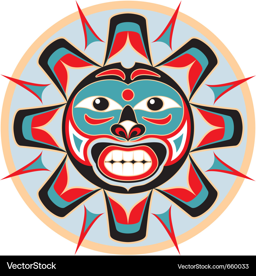 Sun in native american style Royalty Free Vector Image