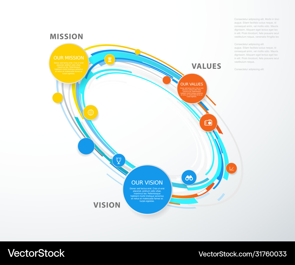 Template with colorful circles and mission vision Vector Image