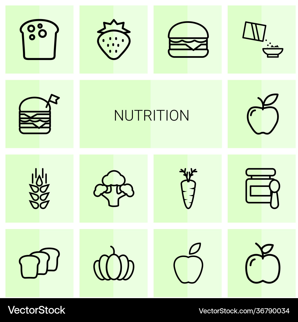 14 nutrition icons Royalty Free Vector Image - VectorStock