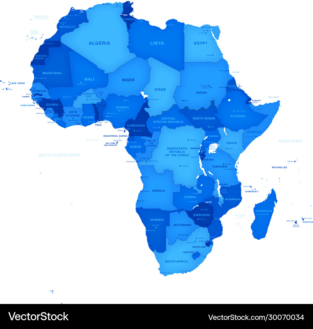 Africa blue map Royalty Free Vector Image - VectorStock