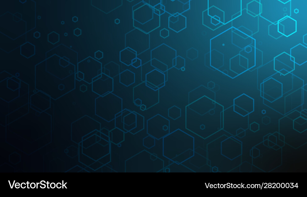 Blue abstract hexagon background dark Royalty Free Vector