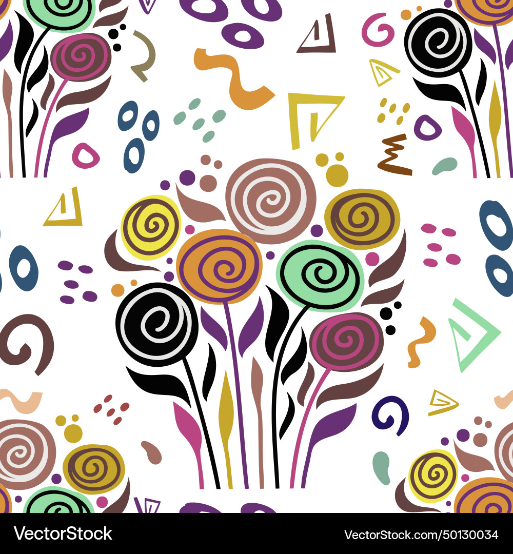 Boho flower leaf seamless pattern isolated Vector Image