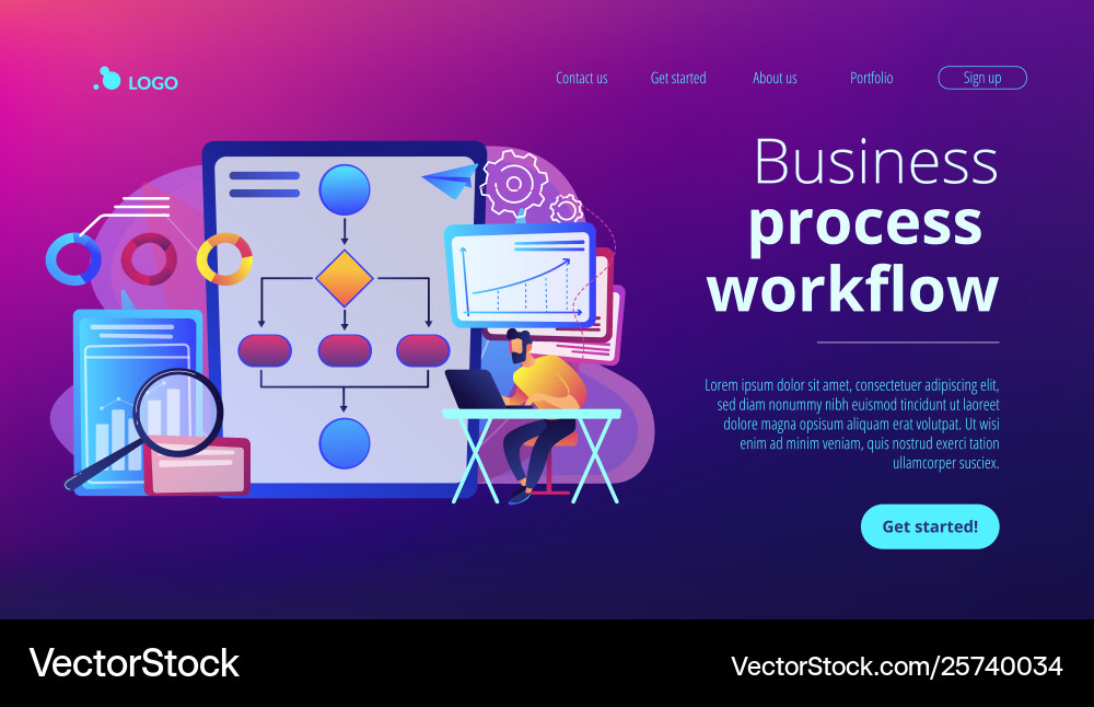 Business process automation bpa concept landing Vector Image