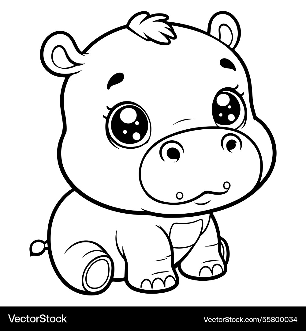 Cute hippo coloring pages for kids Royalty Free Vector Image