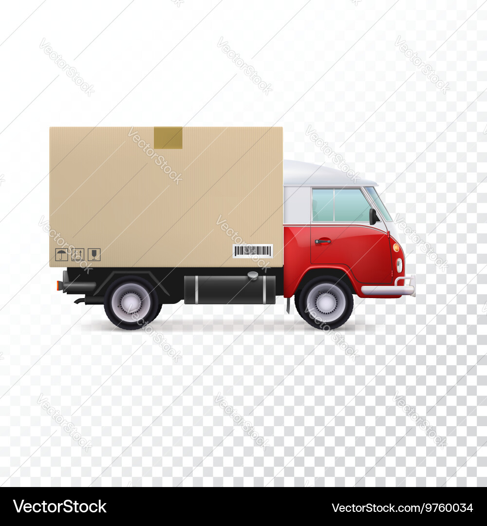 Delivery Van with Package Royalty Free Vector Image
