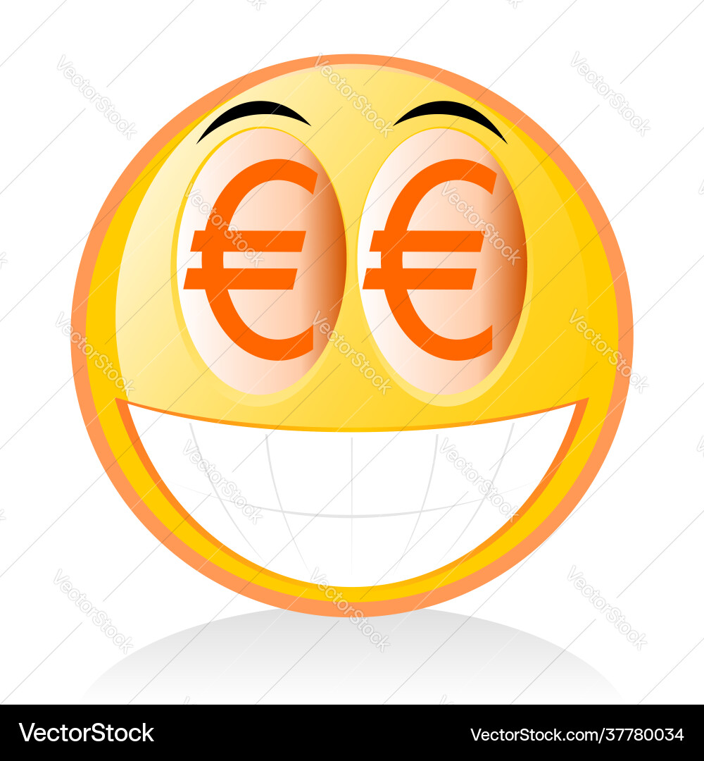 Emoji emoticon - euro sign Royalty Free Vector Image