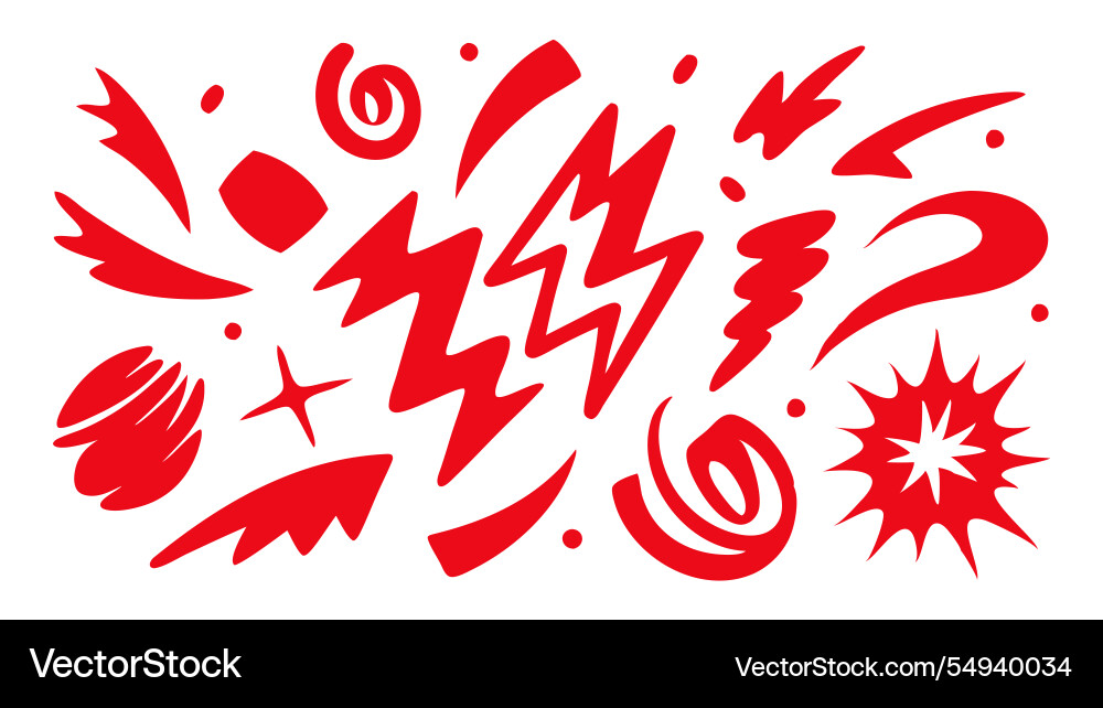 Energetic red scribbles against a stark white Vector Image