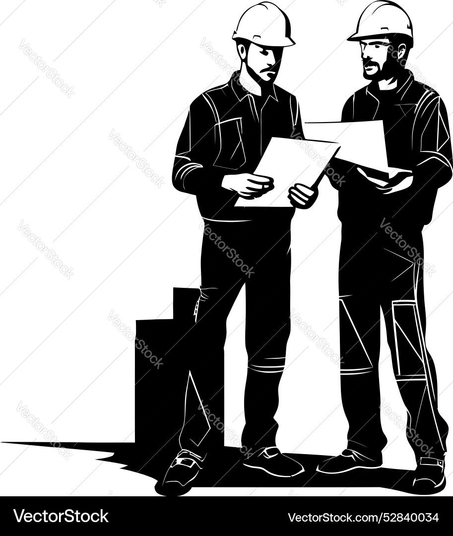 Engineering vision engineers with plan symbol Vector Image