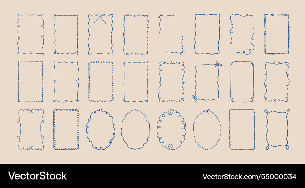 Hand draw retro frames doodle vintage border Vector Image