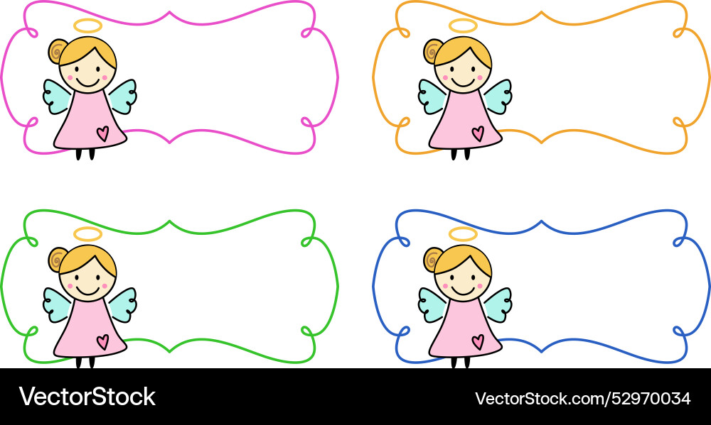Little cute doodle angels on tags Royalty Free Vector Image