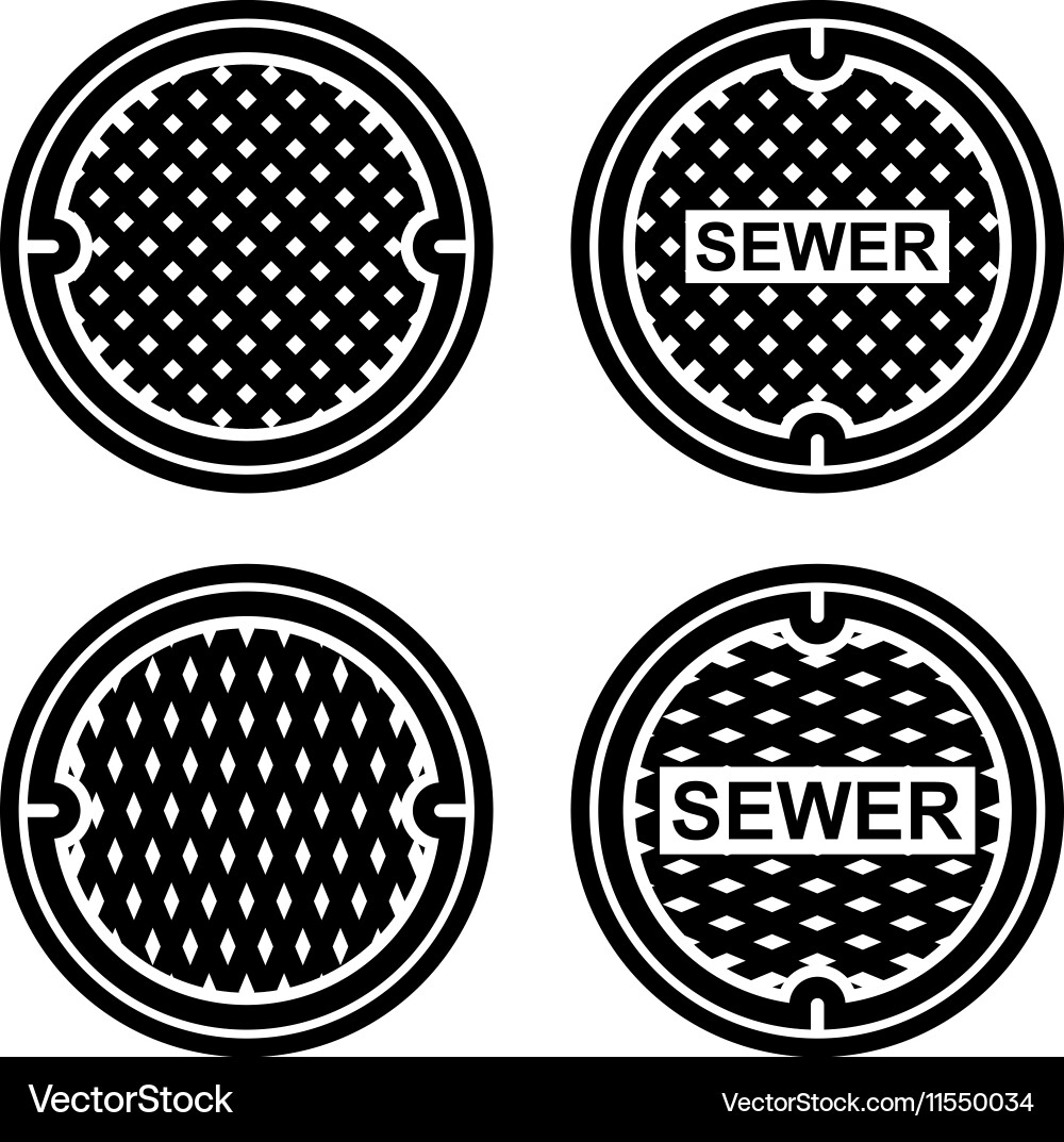 Manhole sewer cover black symbol Royalty Free Vector Image