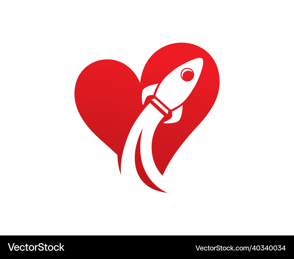 Rocket love logo template design emblem Royalty Free Vector