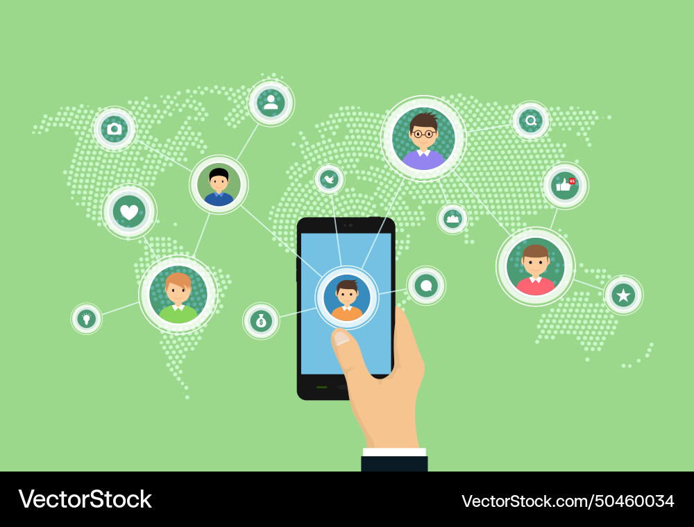 Social media and network connection map concept Vector Image