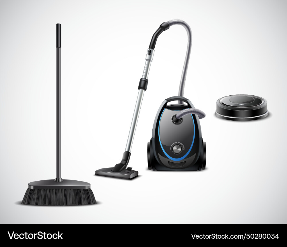 Vacuum cleaner evolution realistic Royalty Free Vector Image