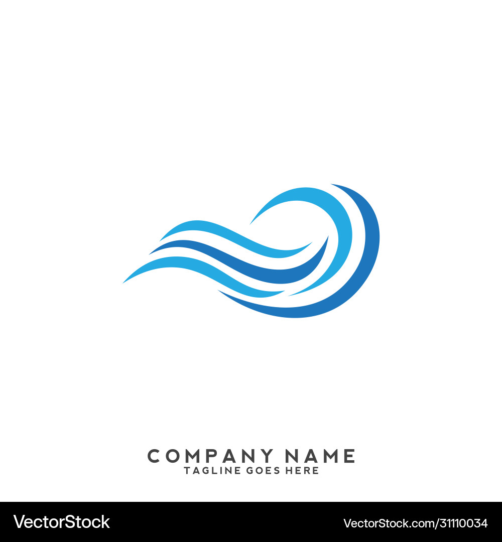 Water wave symbol and icon logo template Vector Image