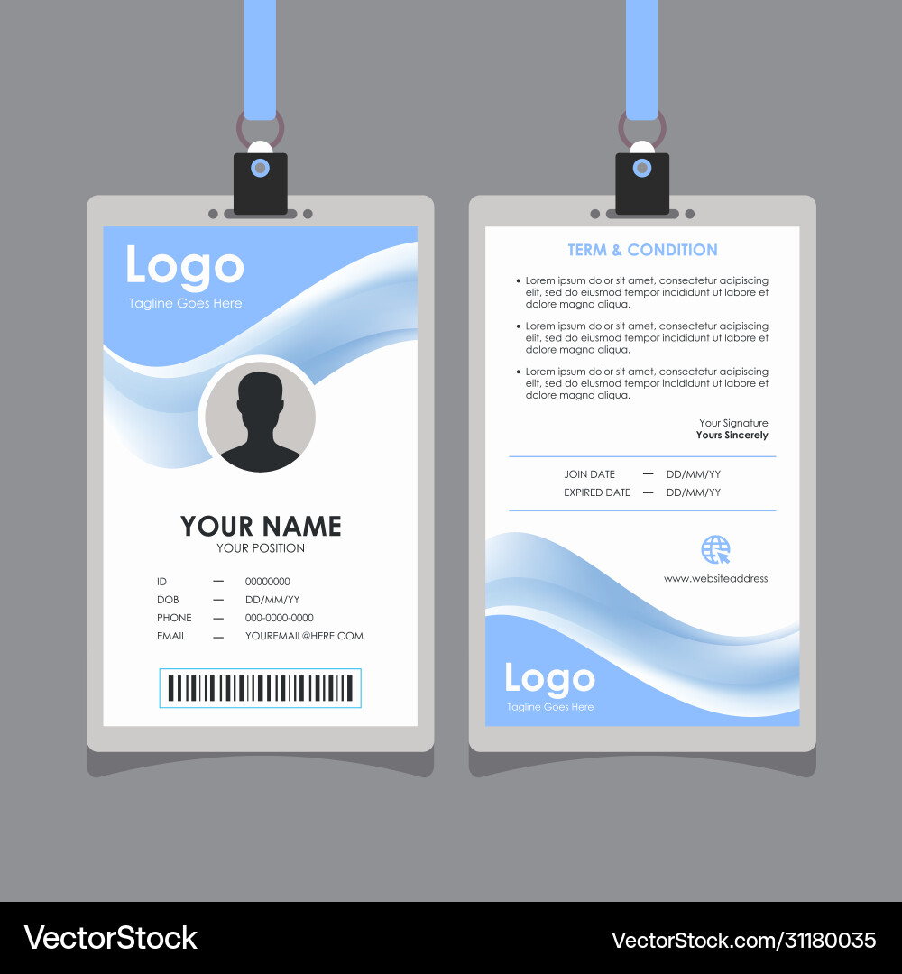 Abstract soft pastel blue wave id card design Vector Image