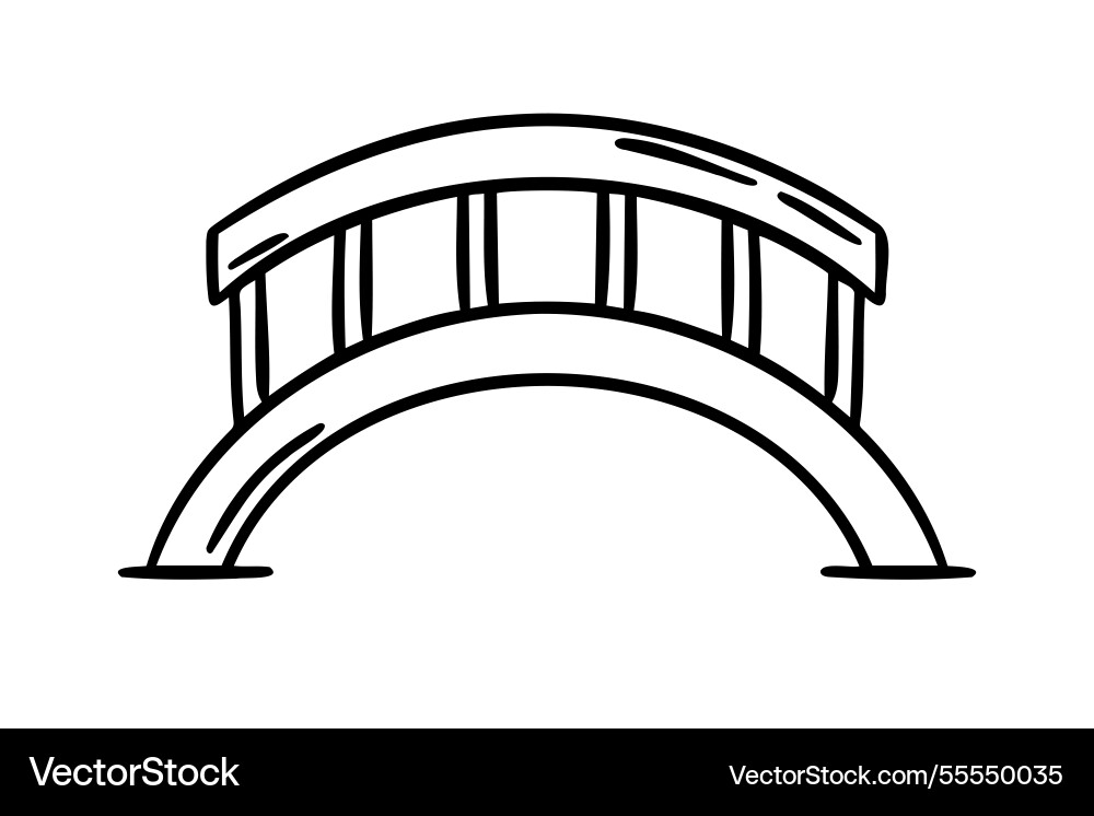 Bridge doodle hand drawn icon outline drawing Vector Image