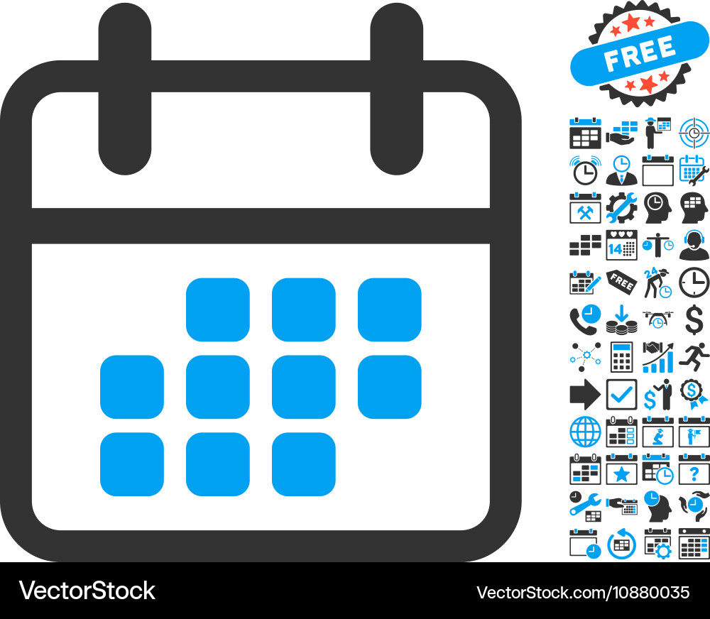 Calendar month flat icon with bonus Royalty Free Vector